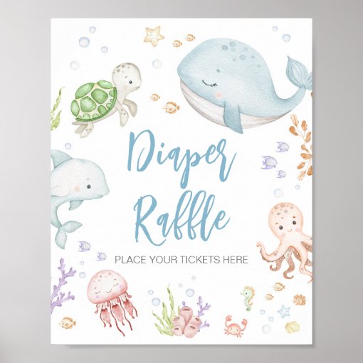 Under The Sea Baby Shower Diaper Raffle Poster | Zazzle
