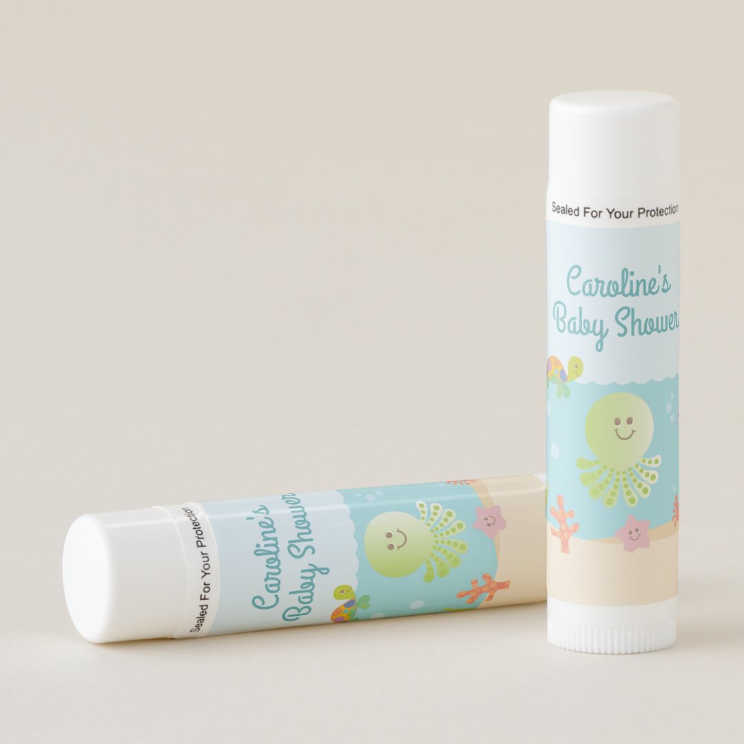 Under the Sea Baby Shower Octopus Crab Starfish Lip Balm | Zazzle