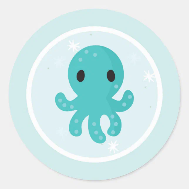 Under the Sea Birthday Party Octopus Classic Round Sticker | Zazzle