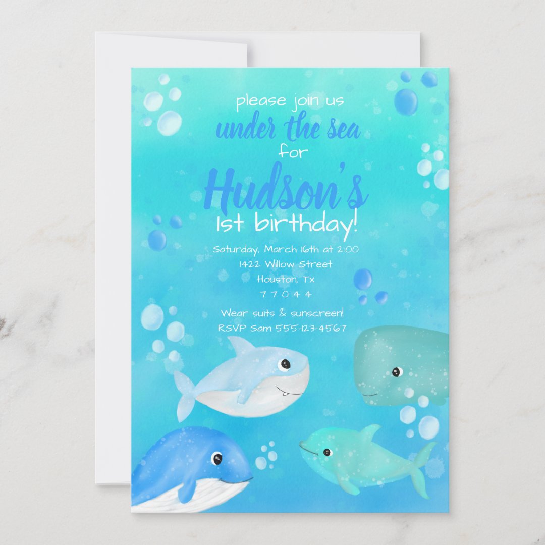 Under the sea birthday party sea animals invitation | Zazzle