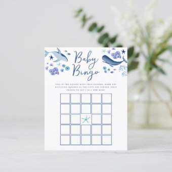 Under the Sea Blue Boy Whale Baby Bingo Game | Zazzle