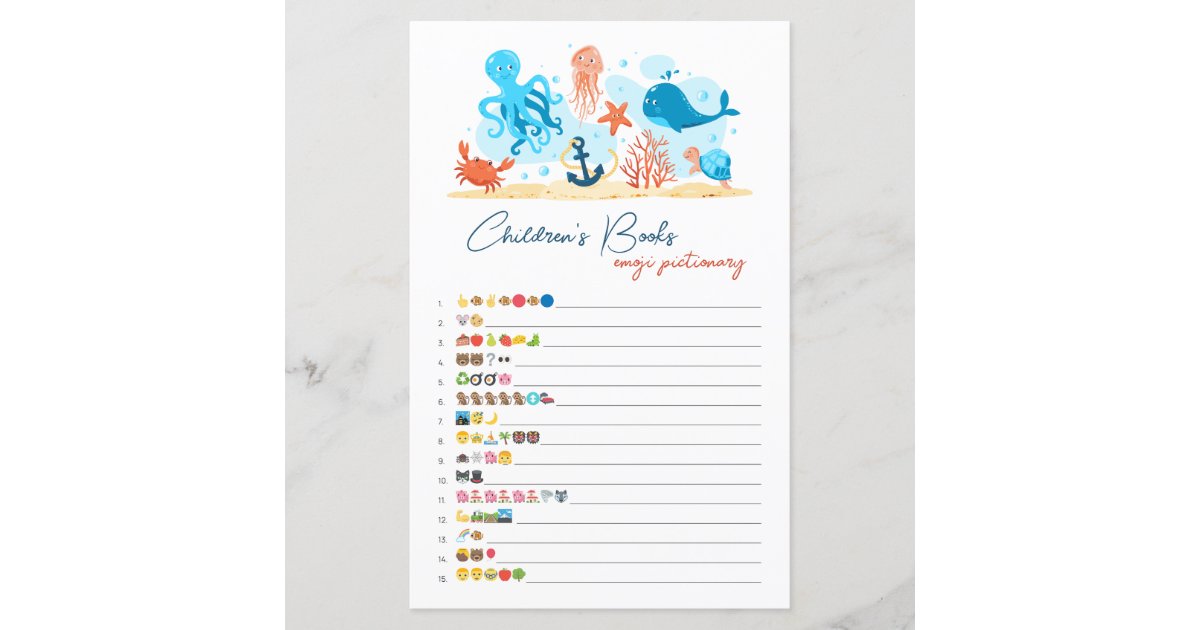 Under the Sea children's books emoji pictionary | Zazzle