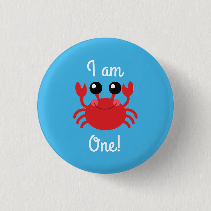 Under the Sea Crab 1st Birthday Button Pin | Zazzle