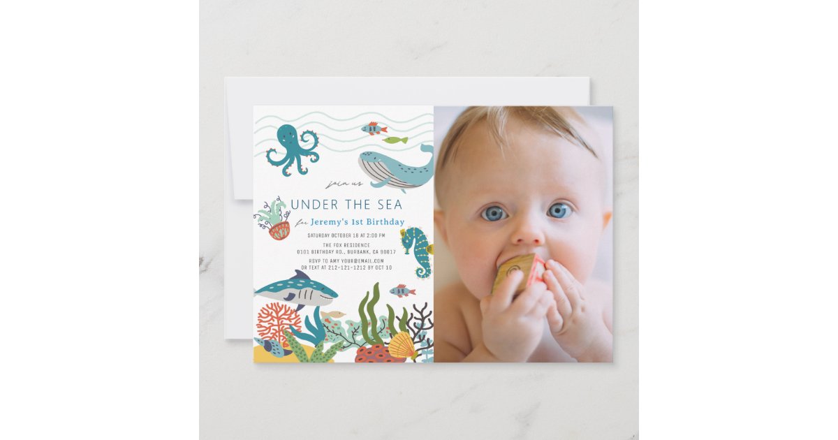 Under the Sea Creatures 1st Birthday Photo Invitation | Zazzle