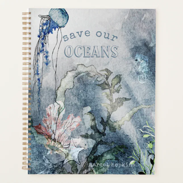Under the Sea Creatures Watercolor Scene Planner | Zazzle