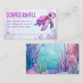 Under the sea cute turtle purple diaper raffle enclosure card | Zazzle