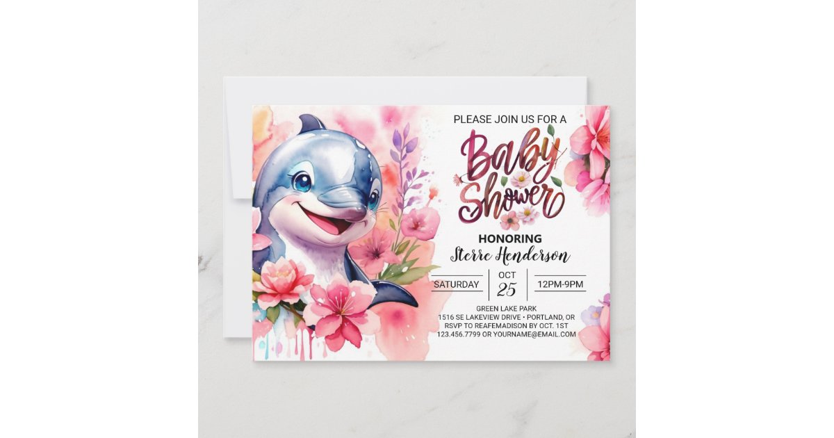 Under the Sea Dolphin Baby Shower Invitation | Zazzle