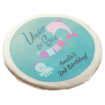 Under the Sea Dolphin | Girl's Birthday Party Sugar Cookie | Zazzle