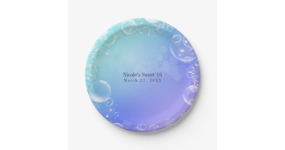 Under the Sea Enchanted Bubbles Custom Party Paper Plates | Zazzle