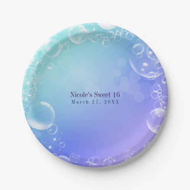 Under the Sea Enchanted Bubbles Custom Party Paper Plates | Zazzle