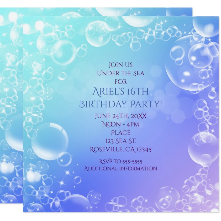 Under the Sea Enchanted Bubbles Party Invitations | Zazzle.com