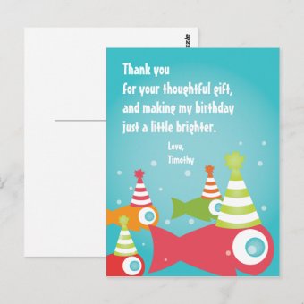 Under the Sea Fish Thank You Post Card | Zazzle