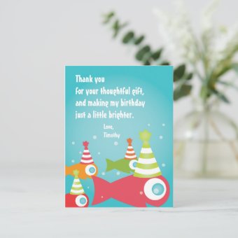 Under the Sea Fish Thank You Post Card | Zazzle