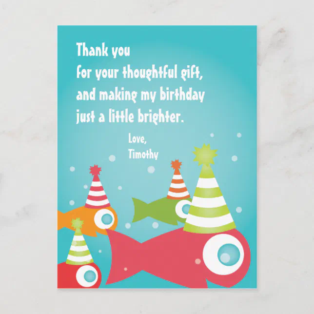 Under the Sea Fish Thank You Post Card | Zazzle