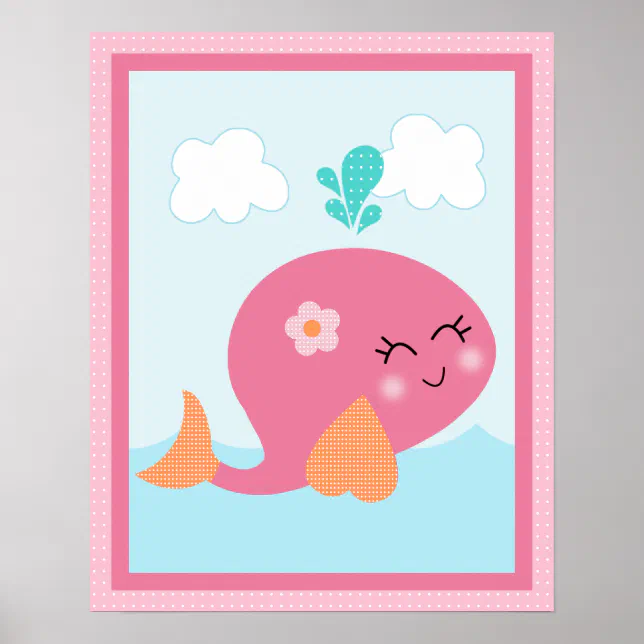 Under the Sea/ Girl /Sealife/Pink Whale Art Poster | Zazzle