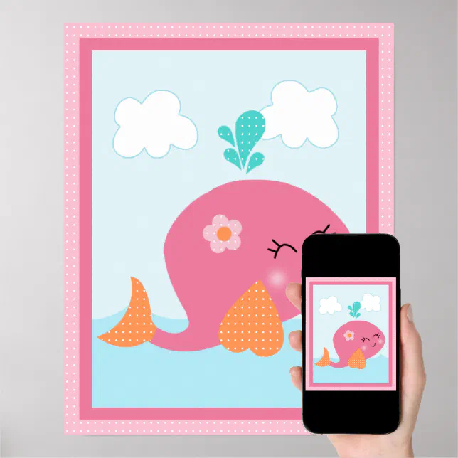 Under the Sea/Girl/Whale/Pink Art Poster | Zazzle