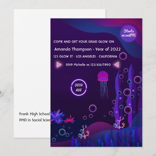 Under the Sea Glow Graduation Party Invitation | Zazzle.com