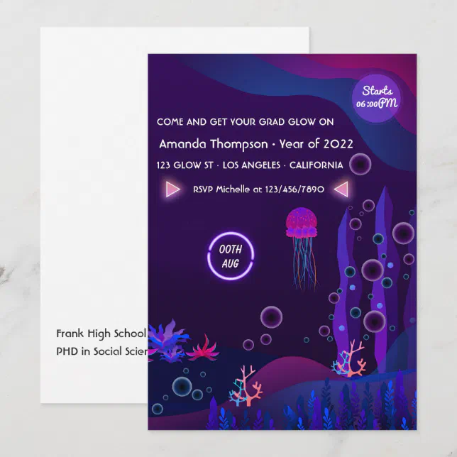 Under the Sea Glow Graduation Party Invitation | Zazzle