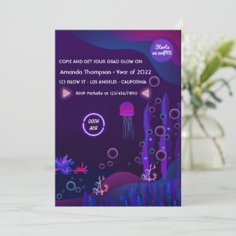 Under the Sea Glow Graduation Party Invitation | Zazzle