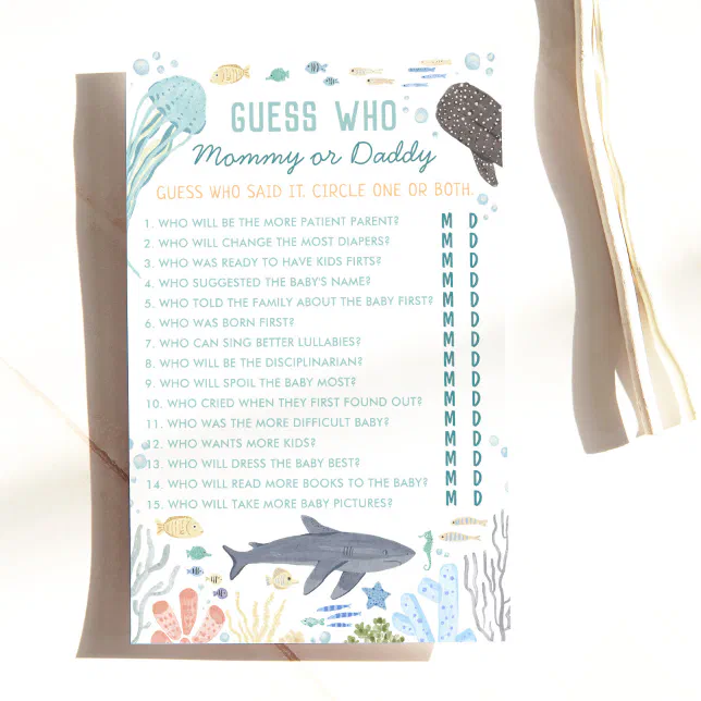 Under The Sea Guess Who Baby Shower Game | Zazzle