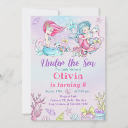 Under The Sea Magic Mermaid Birthday Party Invitation | Zazzle