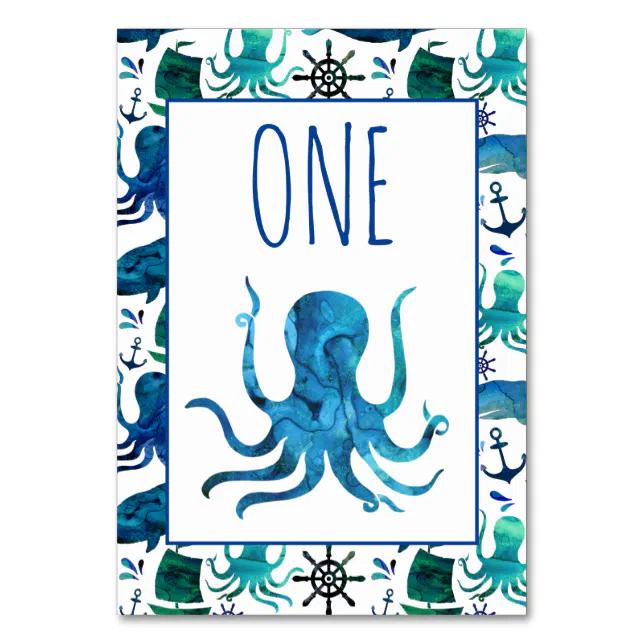 Under the Sea Marine Nautical Birthday Party Table Number | Zazzle