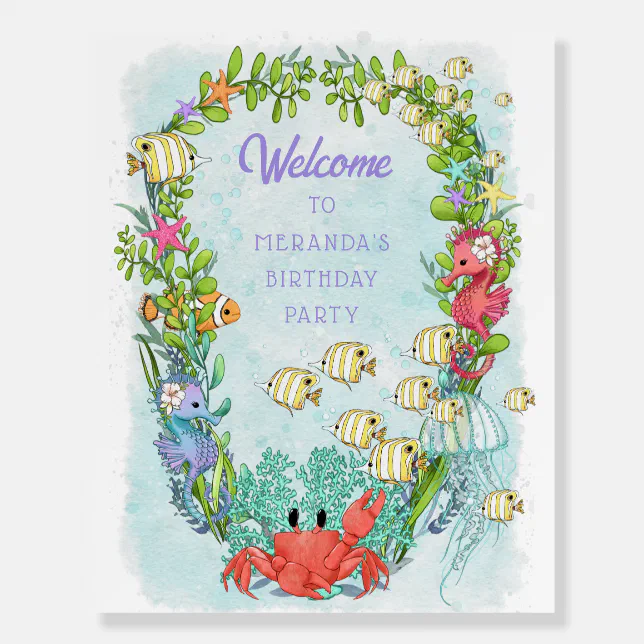 Under the Sea Mermaid Birthday Party Welcome Sign | Zazzle