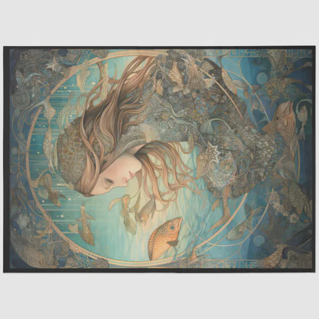 Under The Sea Mermaid Fish Art Decoupage Tissue Paper | Zazzle