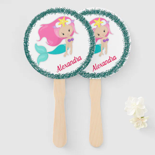 Under the Sea Mermaid Party Personalized Hand Fan | Zazzle