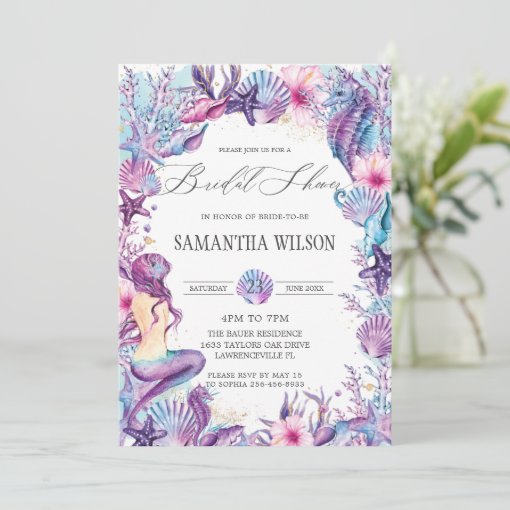 Under the Sea Mermaid Reef Shells Bridal Shower Invitation | Zazzle