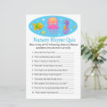 Under the sea Nursery Rhyme Quiz baby shower game | Zazzle