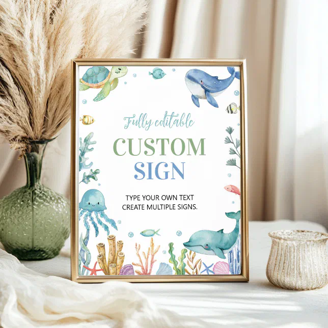 Under the Sea Ocean Animal Party Custom Table Sign | Zazzle