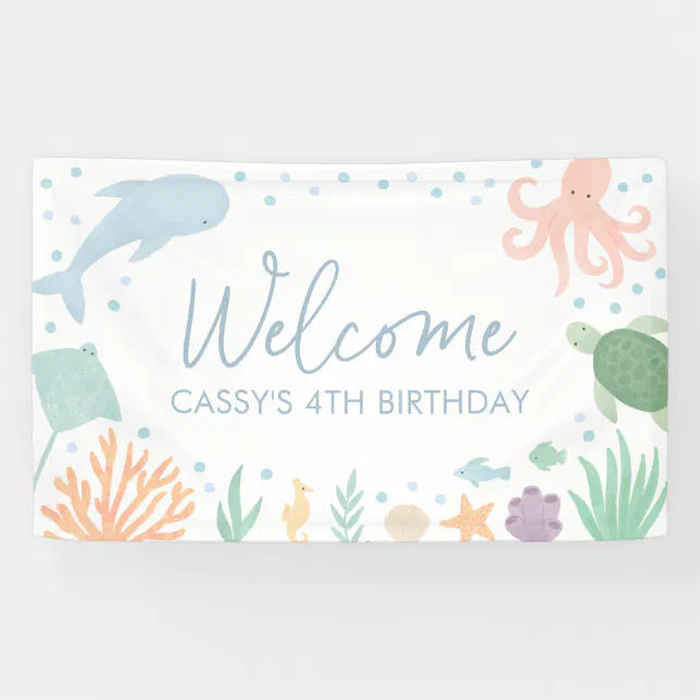 Under the Sea Ocean Animals Birthday Banner | Zazzle