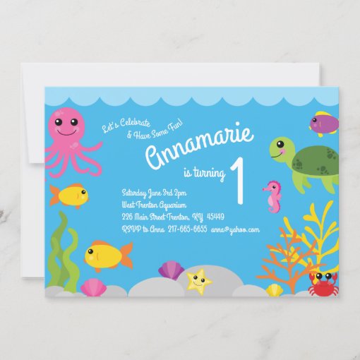 Under the Sea Ocean Animals Birthday Invitations | Zazzle