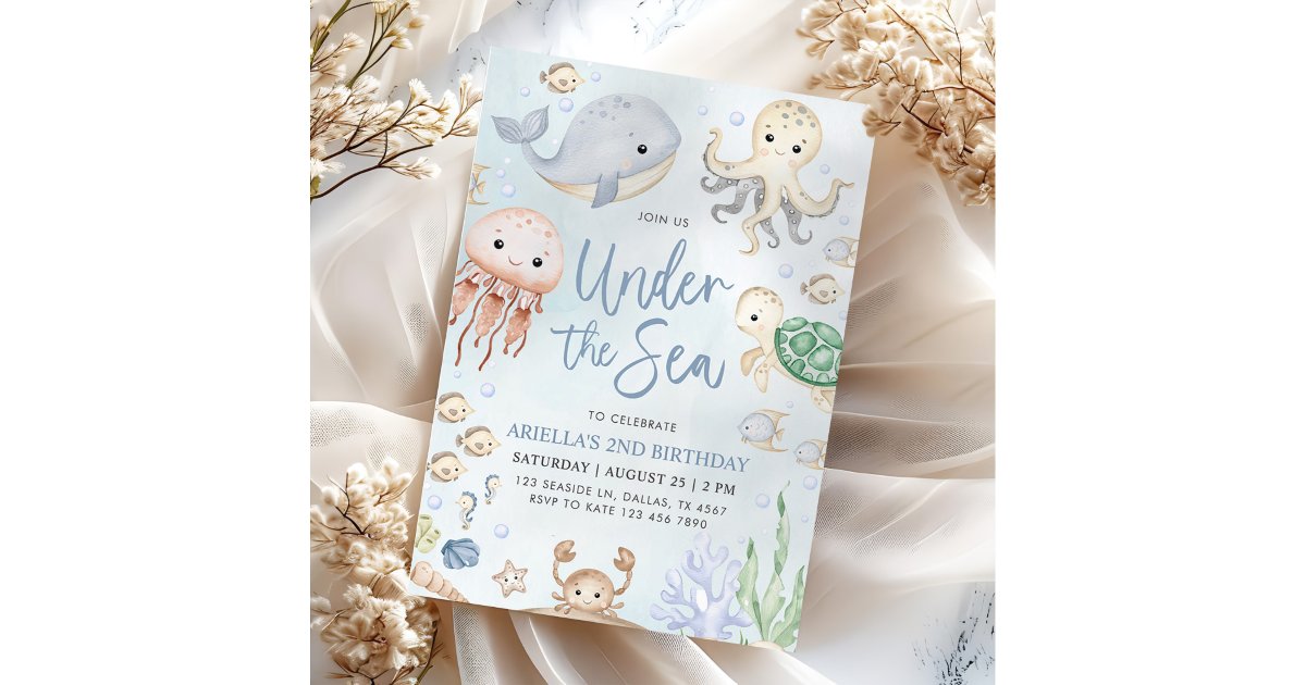 Under the Sea Ocean Animals Birthday Party Invitation | Zazzle