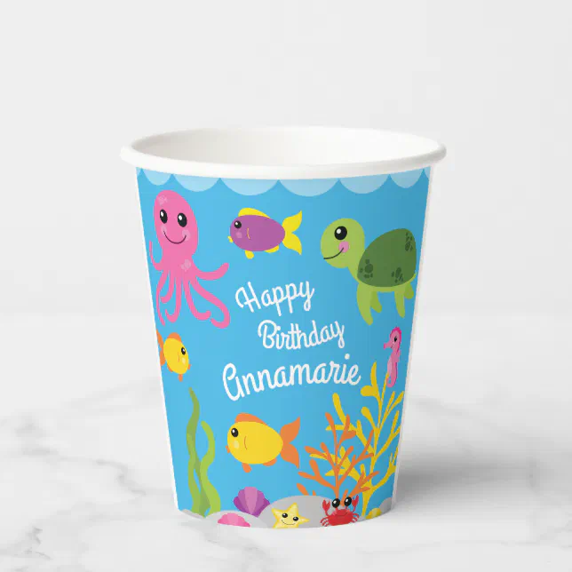 Under the Sea Ocean Animals Birthday Party Paper Cups | Zazzle
