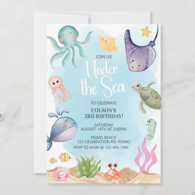 Under the Sea, Ocean Animals, Sea Creatures Invitation | Zazzle