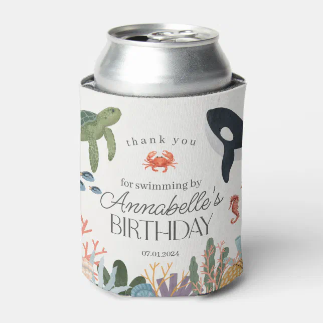 Under the Sea Ocean Birthday Party Favors Can Cooler | Zazzle