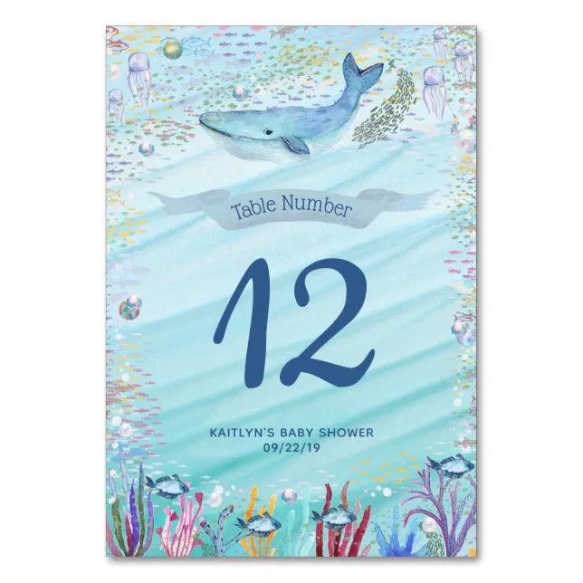 Under The Sea Ocean Themed Party Table Number | Zazzle