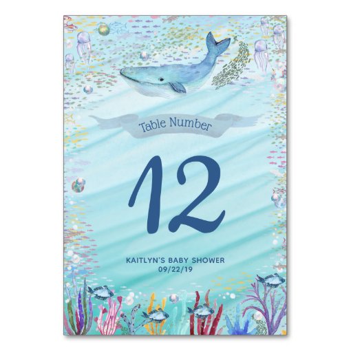 Under The Sea Ocean Themed Party Table Number | Zazzle