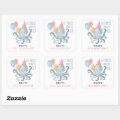 Under The Sea Octopus Watercolor Birthday Square Sticker | Zazzle