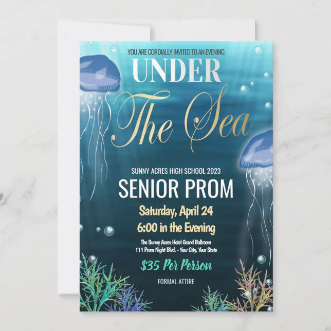 Under the Sea Prom High School Dance Invitation | Zazzle