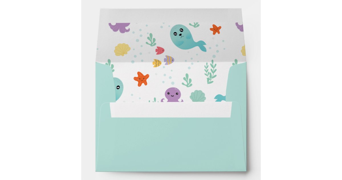 Under The Sea Purple Baby Shower Fish Water Envelope | Zazzle