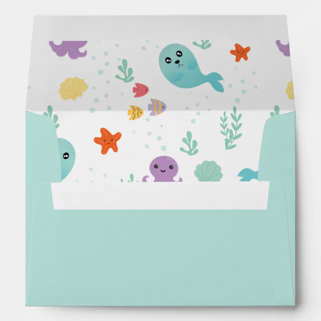 Under The Sea Purple Baby Shower Fish Water Envelope | Zazzle