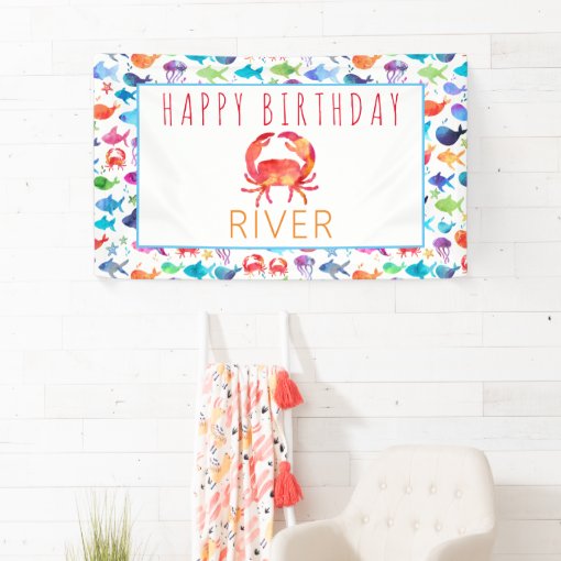 Under The Sea Rainbow Fish Birthday Baby Shower Banner | Zazzle