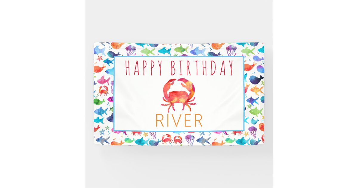 Under The Sea Rainbow Fish Birthday Baby Shower Banner | Zazzle