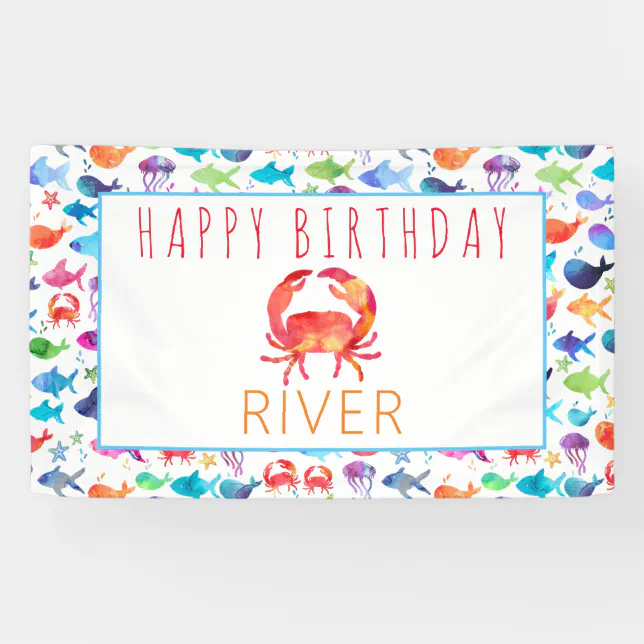 Under The Sea Rainbow Fish Birthday Baby Shower Banner | Zazzle