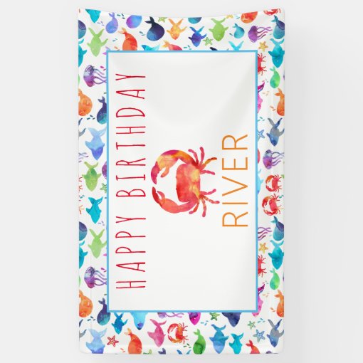 Under The Sea Rainbow Fish Birthday Baby Shower Banner | Zazzle