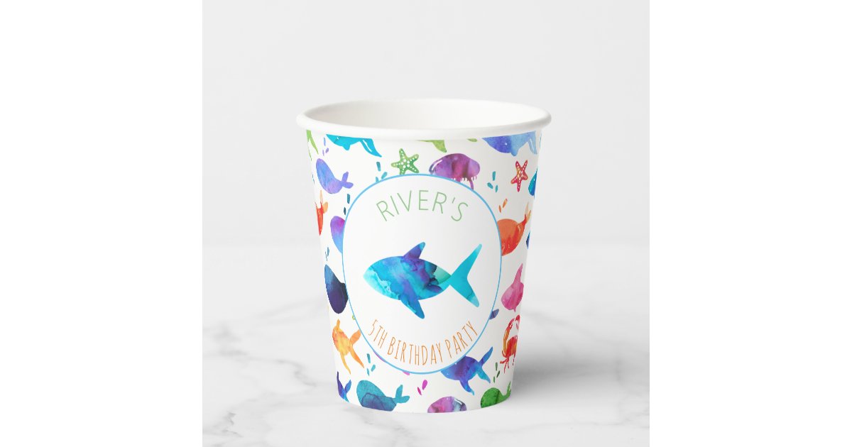 Under The Sea Rainbow Fish Birthday Baby Shower Paper Cups | Zazzle