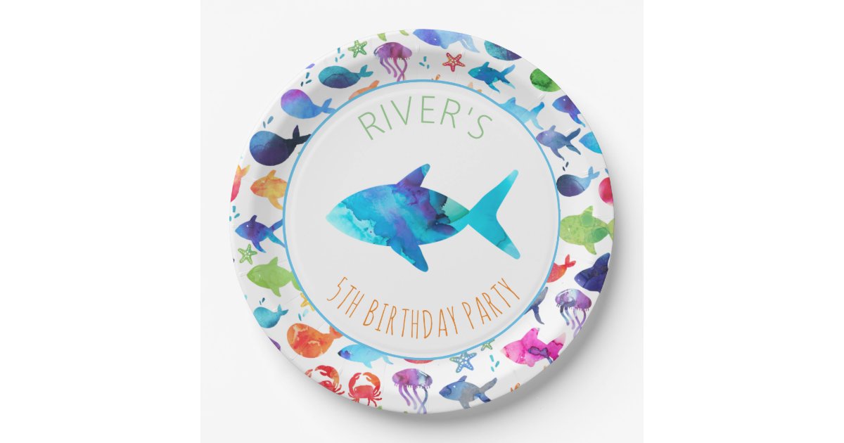 Under The Sea Rainbow Fish Birthday Baby Shower Paper Plates | Zazzle
